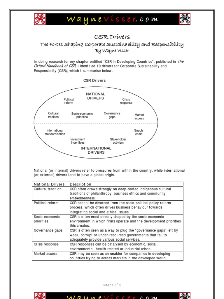 Article Waynevisser CSR Drivers | PDF | Corporate Social Responsibility ...