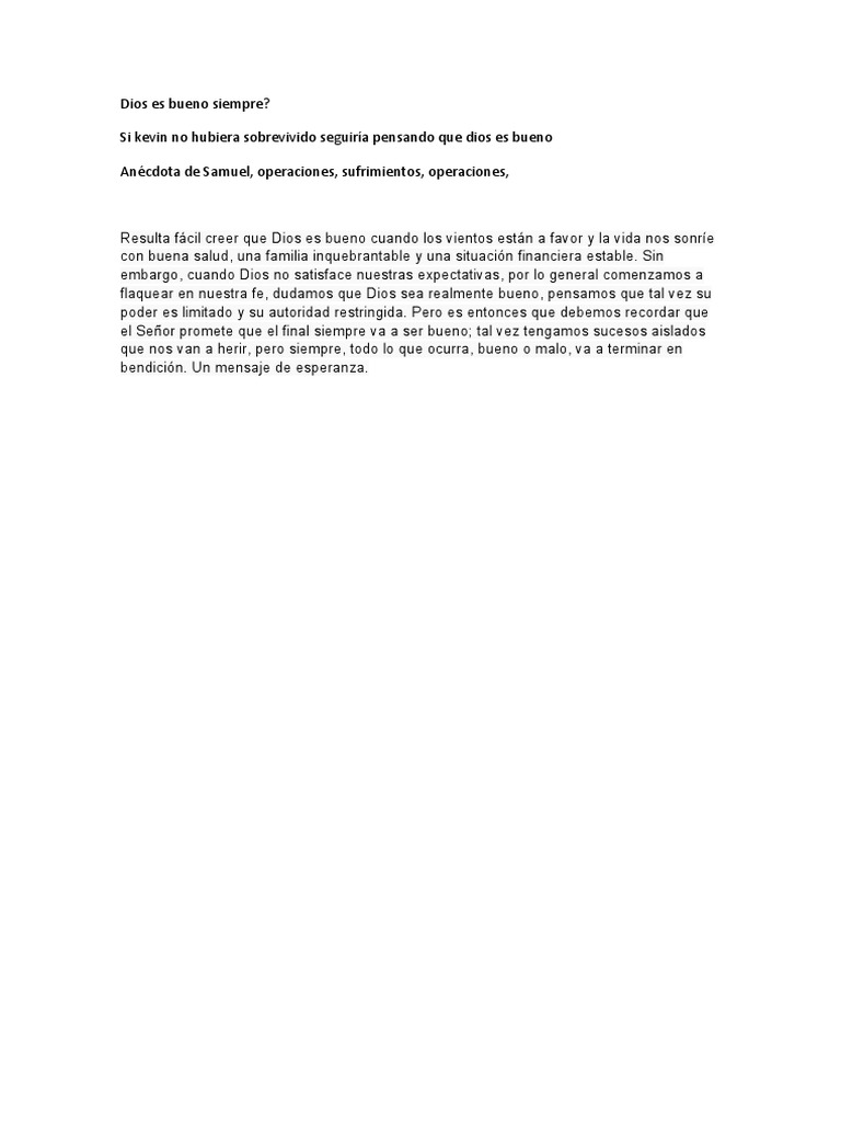 Dios Es Bueno Siempre | PDF | Salud y bienestar | Religión y espiritualidad