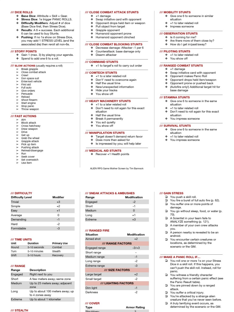 GameMotherScreen ALIEN RPG | PDF