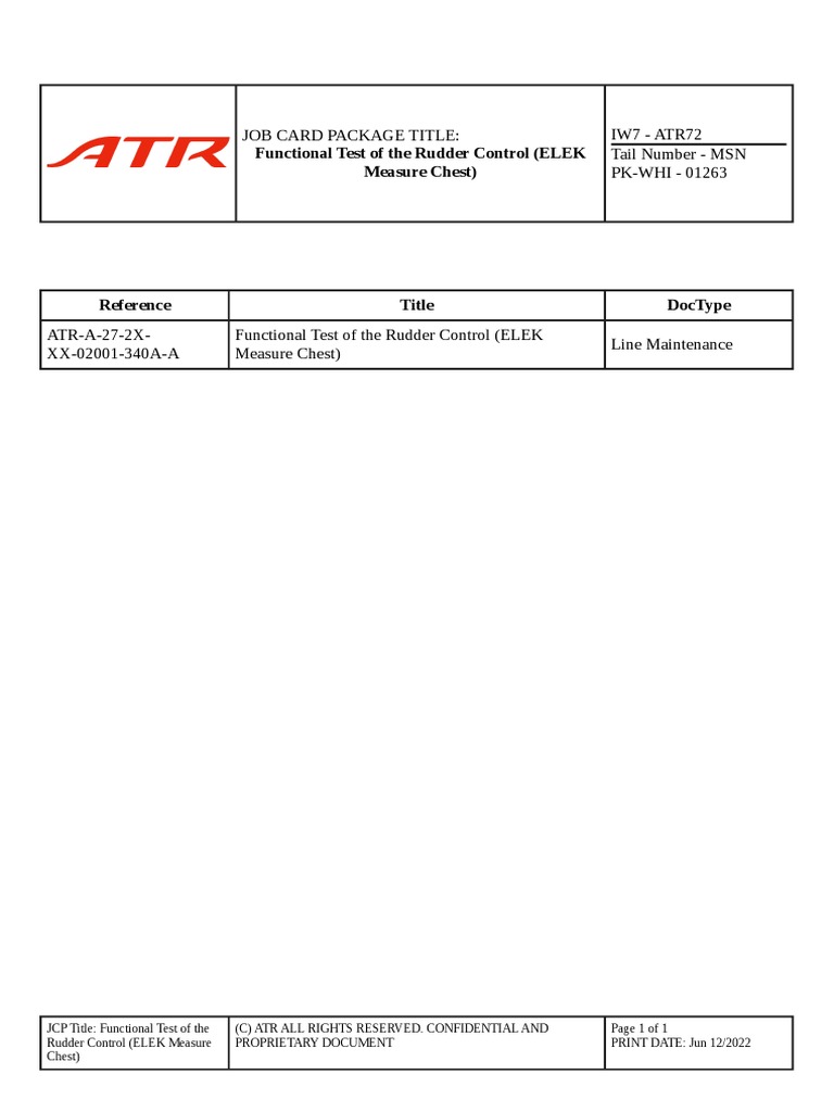 Functional Test of The Rudder Control (ELEK Measure Chest) | PDF ...