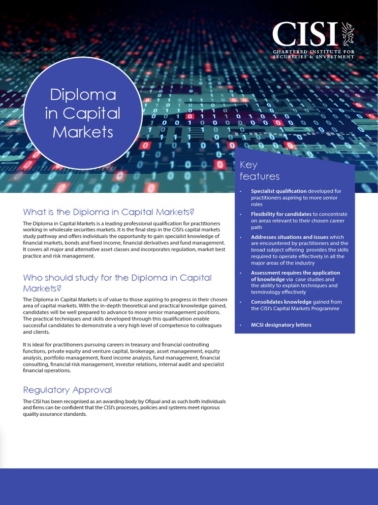 Diploma in Capital Markets: Key Features | PDF | Derivative (Finance ...