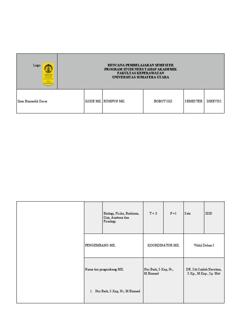 Rencana Pembelajaran Ilmu Biomedik Dasar | PDF