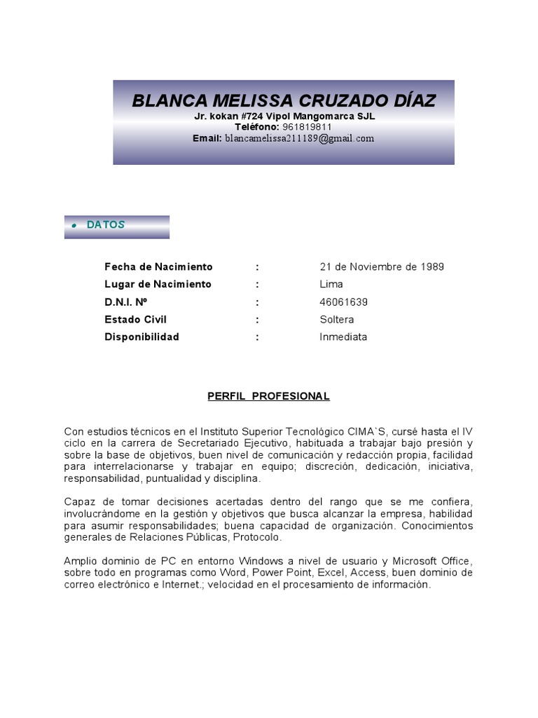 CV Melissa 2022 | PDF