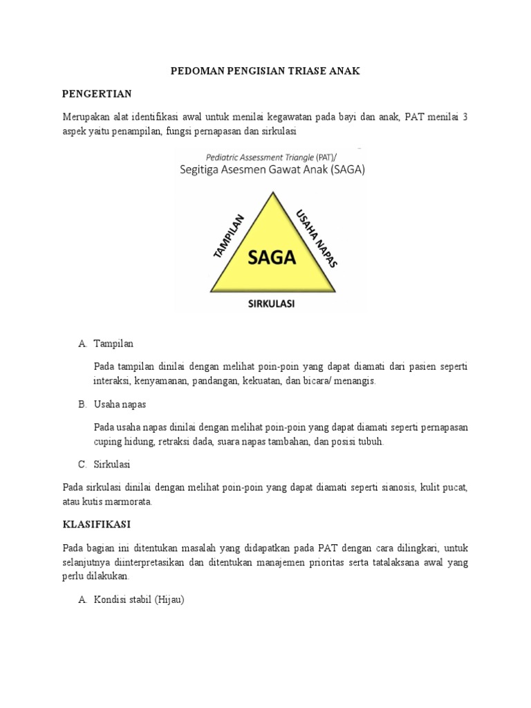 Pedoman Pengisian Triase Anak-1 | PDF | Kesehatan Holistik