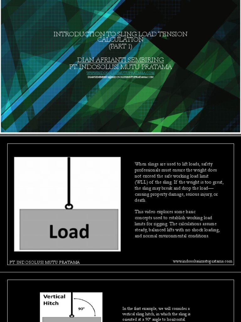 Sling Load Tension Calculation Basics | PDF | Fracture | Pound (Mass)