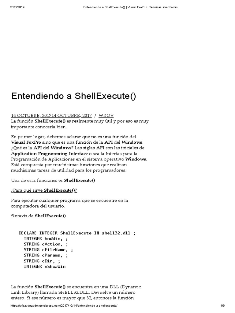 Uso avanzado de ShellExecute en VFP | PDF | Archivo de computadora ...