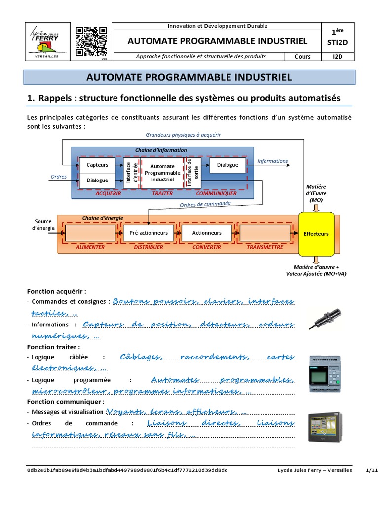 Cours sur les Automates Programmables | PDF | Langage de programmation ...