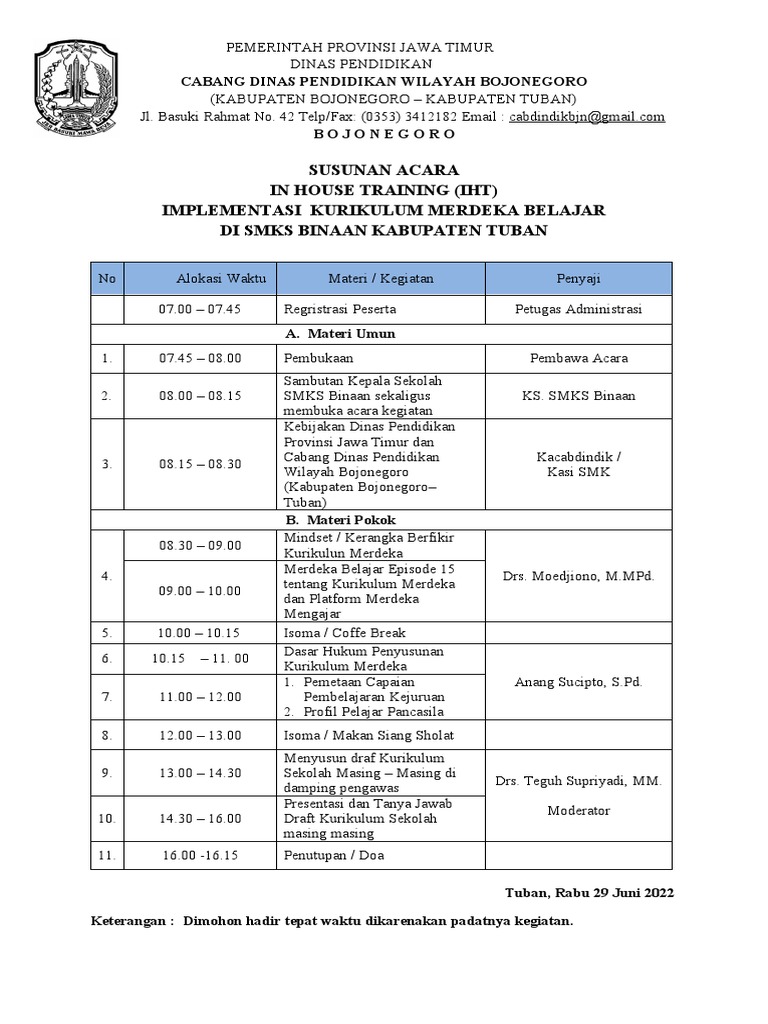 Acara Iht Kurikulum Merdeka | PDF