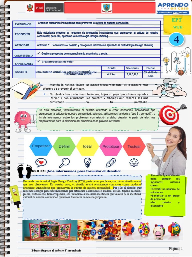 4º Ept. Experiencia de Aprendizaje 04 Actv 01 | PDF | Iniciativa empresarial