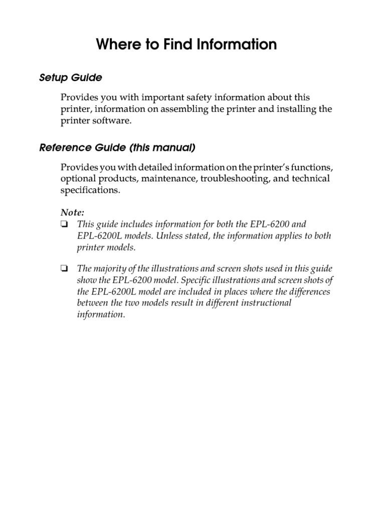 Where To Find Information: Setup Guide | PDF | Paper | Printer (Computing)
