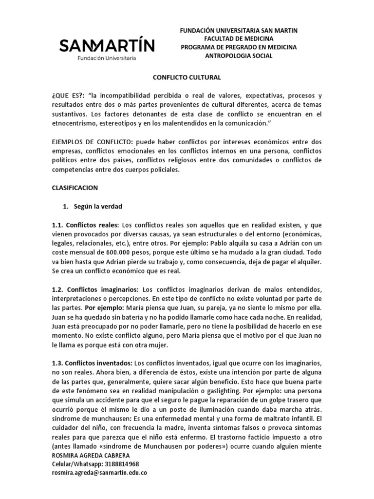 Ejemplos y Tipos de Conflictos Culturales | PDF | Sicología