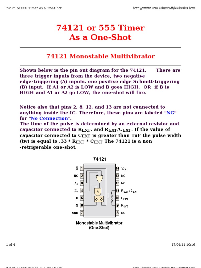 74121 and 555 Timer One-Shot Guide | PDF | Electronic Engineering ...