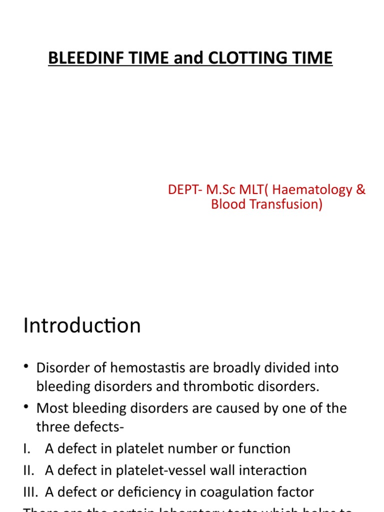 Laboratory Tests for Evaluating Bleeding Disorders: An Overview of ...