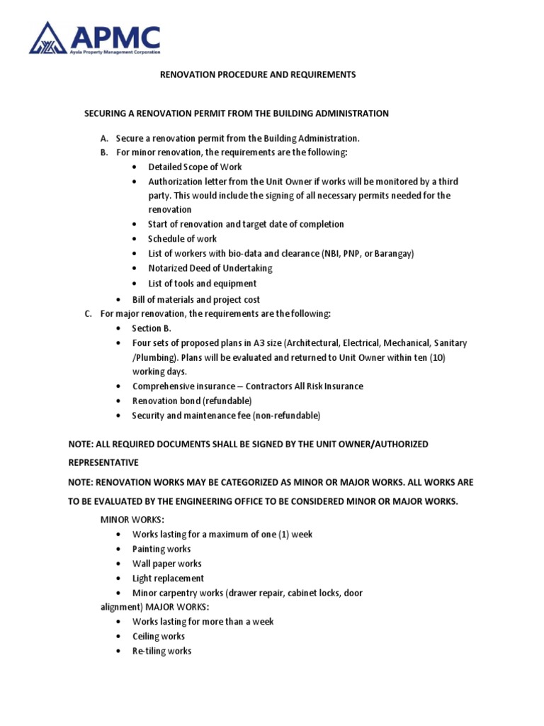 Renovation Permit Guide & Requirements | PDF | Home & Garden | Science ...