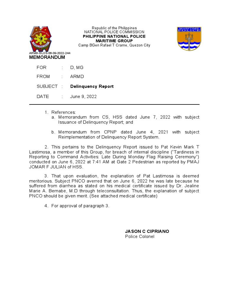 244 - 245 Delinquency Report of Pat Lastimosa | Download Free PDF | Law ...