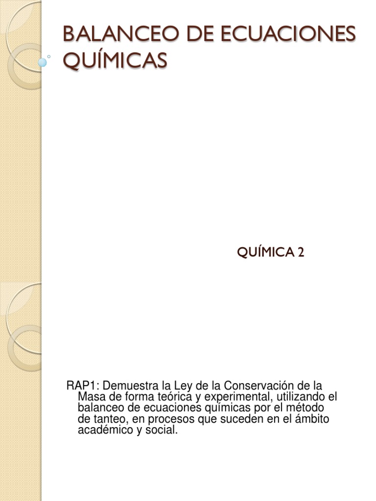U1 Balanceo de Ecuaciones Químicas | PDF | Redox | Reacciones químicas