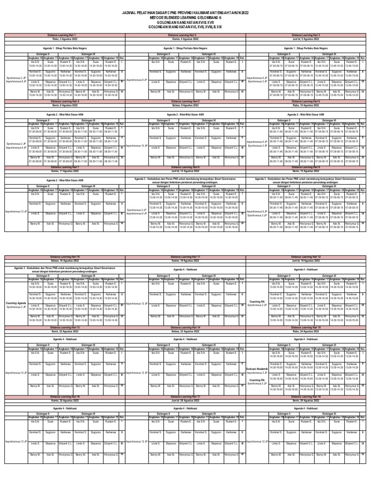 Jadwal Blended Learning Latsar CPNS Gel.6 | PDF