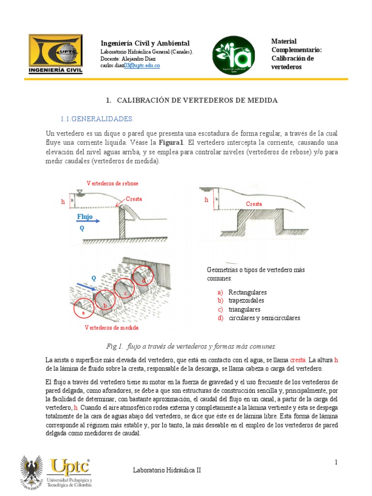 Calibración de Vertederos | PDF | Canal | Descarga (hidrología)