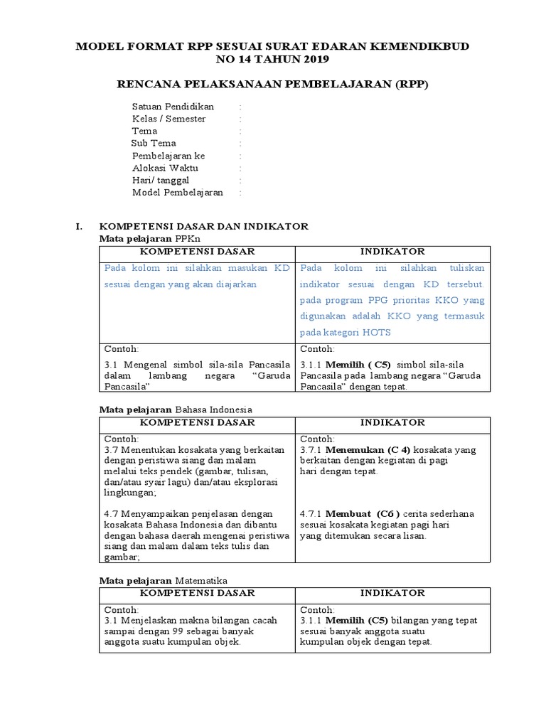Format RPP, LKPD, Penilaian, Media, Dan Bahan Ajar | PDF