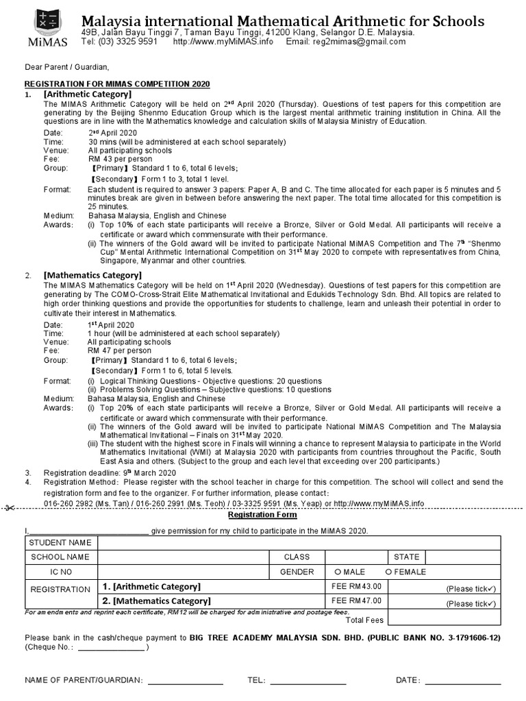 Malaysia MiMAS Math Competition 2020 | PDF