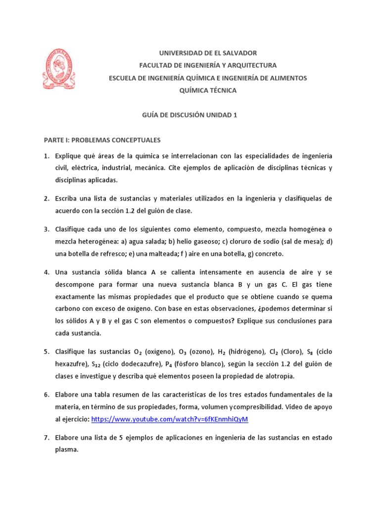 Guía de Discusión Unidad 1 | PDF | Hierro | Aluminio
