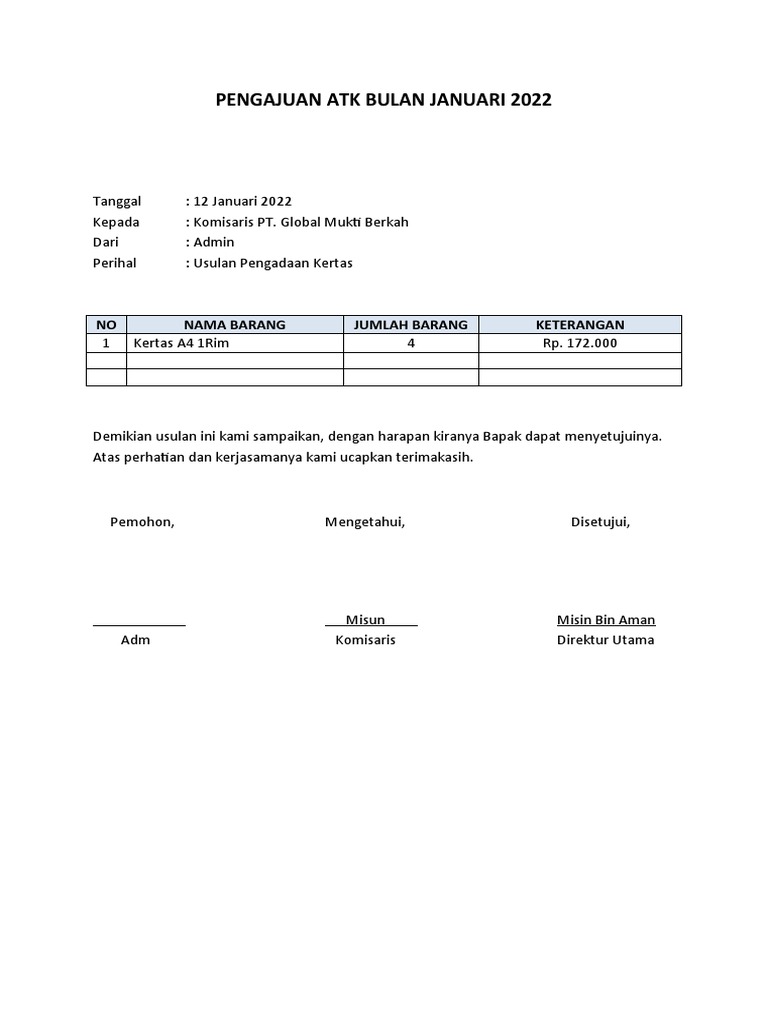 Form Pengajuan Atk | PDF