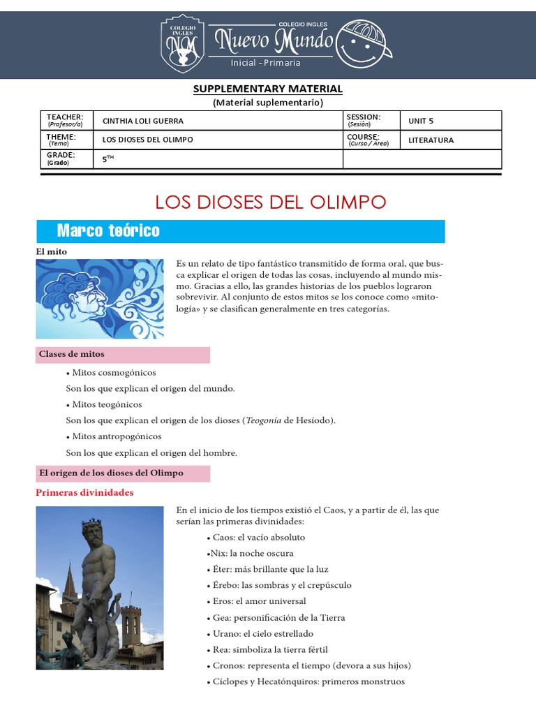Los Dioses Del Olimpo | PDF | Zeus | Hera