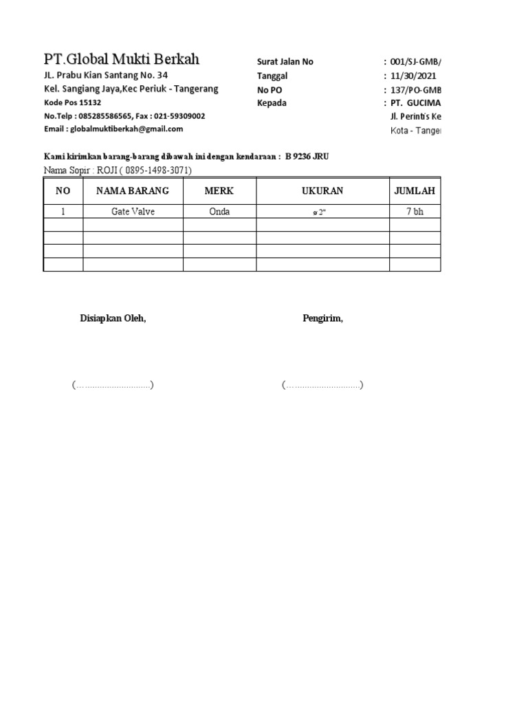 Format Surat Jalan | PDF
