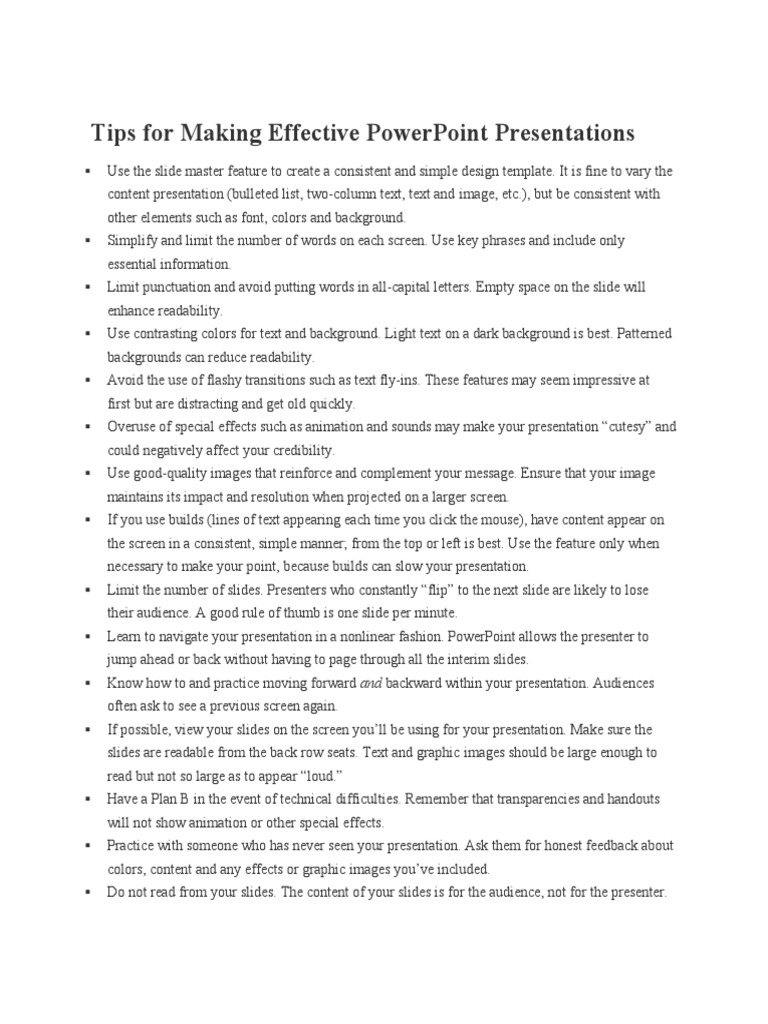 Tips For Making Effective PowerPoint Presentations | PDF | Microsoft ...