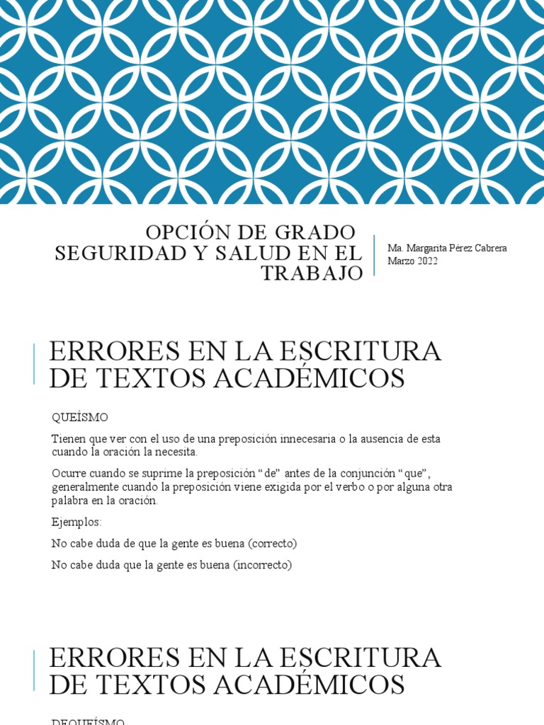 Errores Comunes en Textos Académicos | PDF | Palabra | Escritura