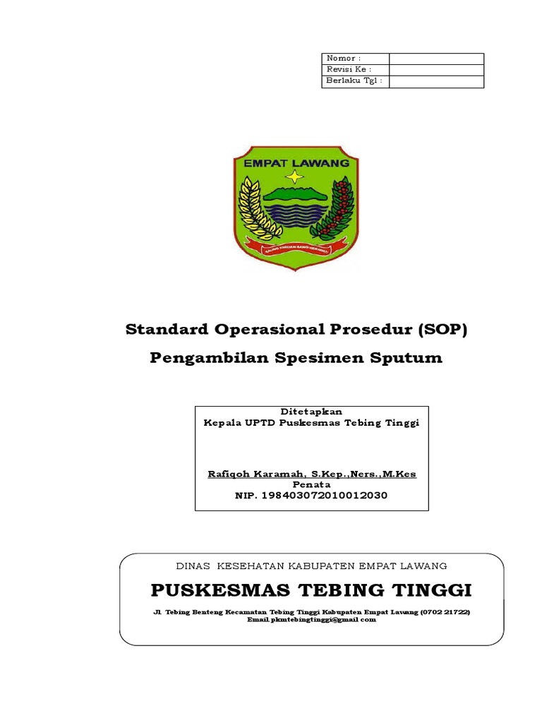 SOP Pengambilan Spesimen Sputum | PDF