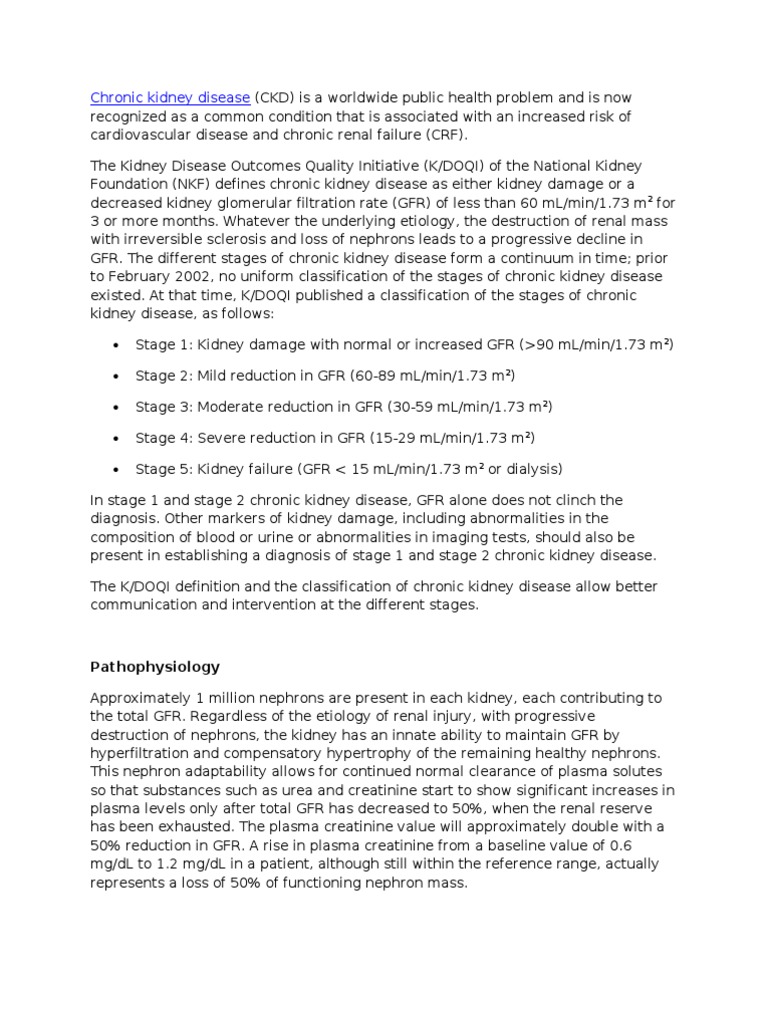 Chronic Kidney Disease: Pathophysiology | PDF | Chronic Kidney Disease ...