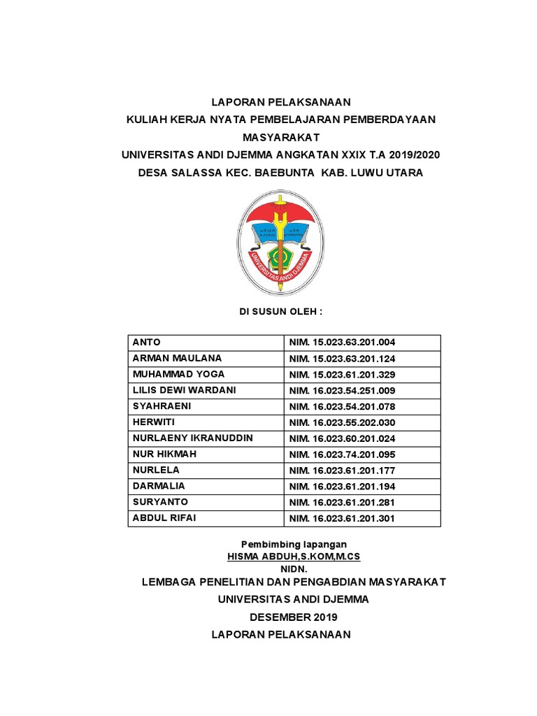 Laporan Akhir KKN Posko Salassa | PDF