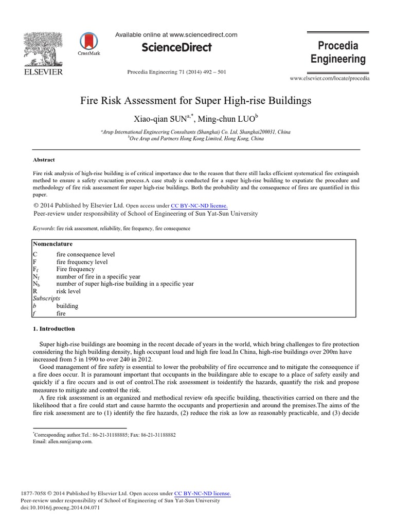 Fire Risk Assessment For Super High-Rise Buildings | PDF | Risk | Fires