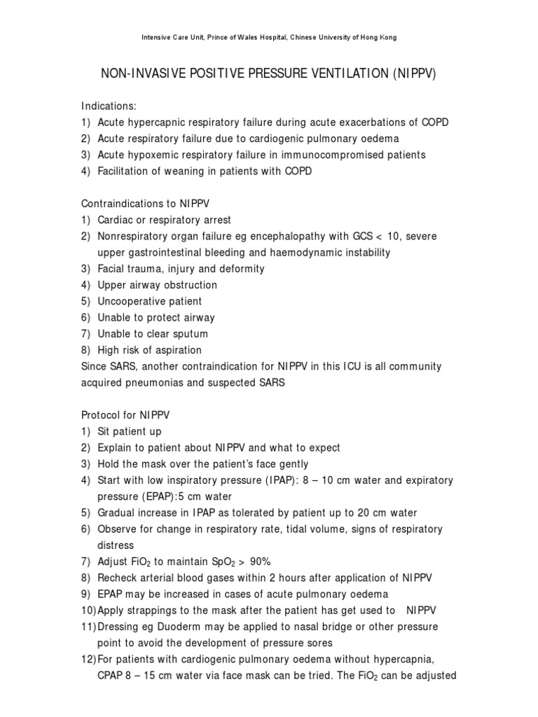 Non-Invasive Positive Pressure Ventilation (Nippv) | PDF | Pulmonology ...
