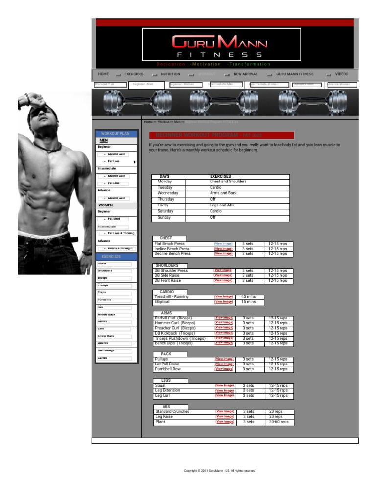 Beginner Workout Program - : Home Exercises Nutrition New Arrival Guru ...