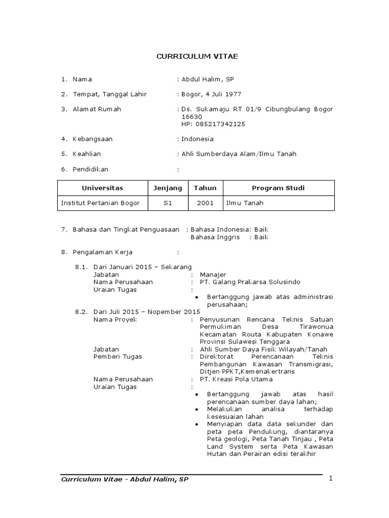 CV - ABDUL hALIM - New | PDF
