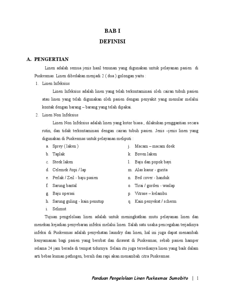 Panduan Pengelolaan Linen | PDF