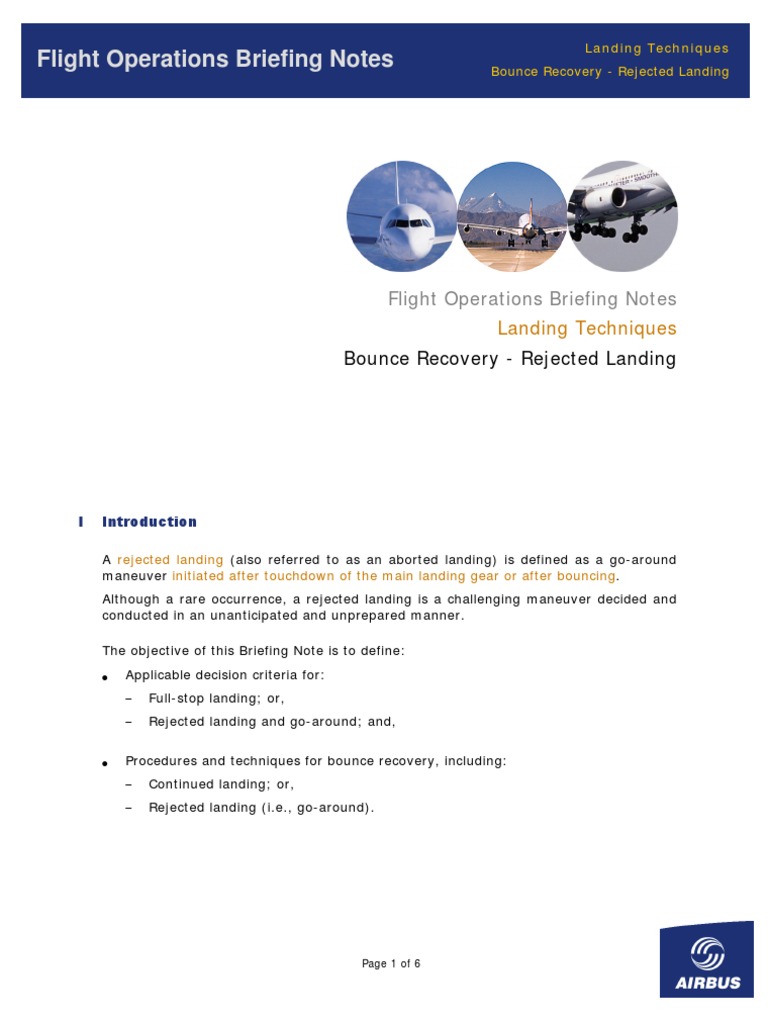 Landing Techniques: Procedures and Considerations for Bounce Recovery ...