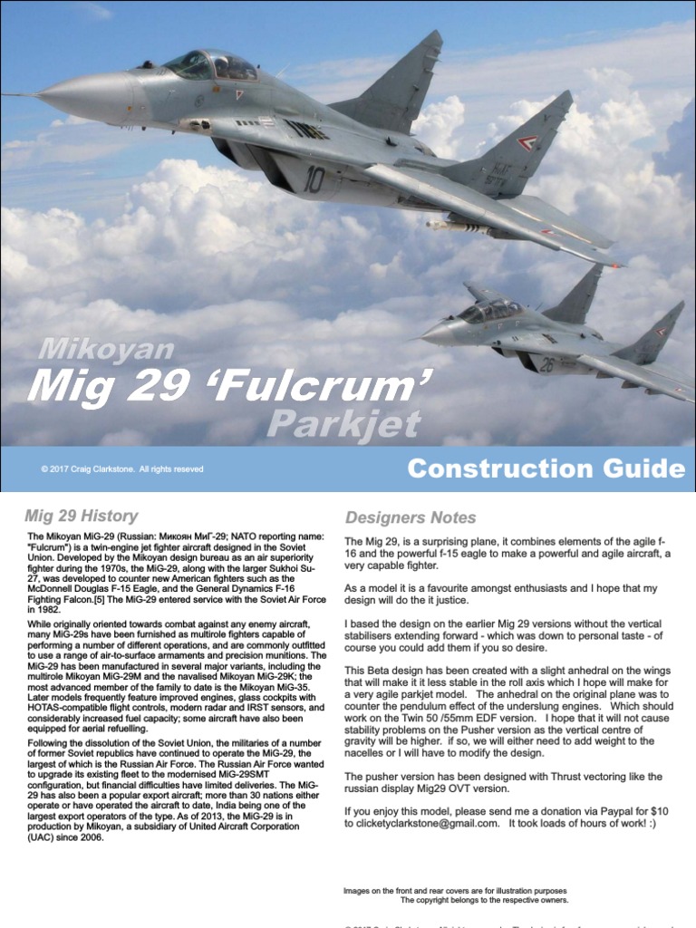 Mig 29 Construction Guide v3 | PDF | Fighter Aircraft | Aviation