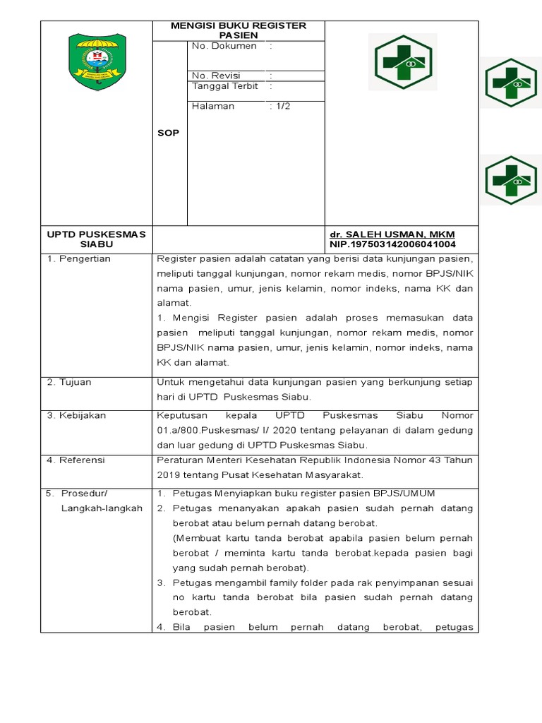 SOP Mengisi Buku Register | PDF