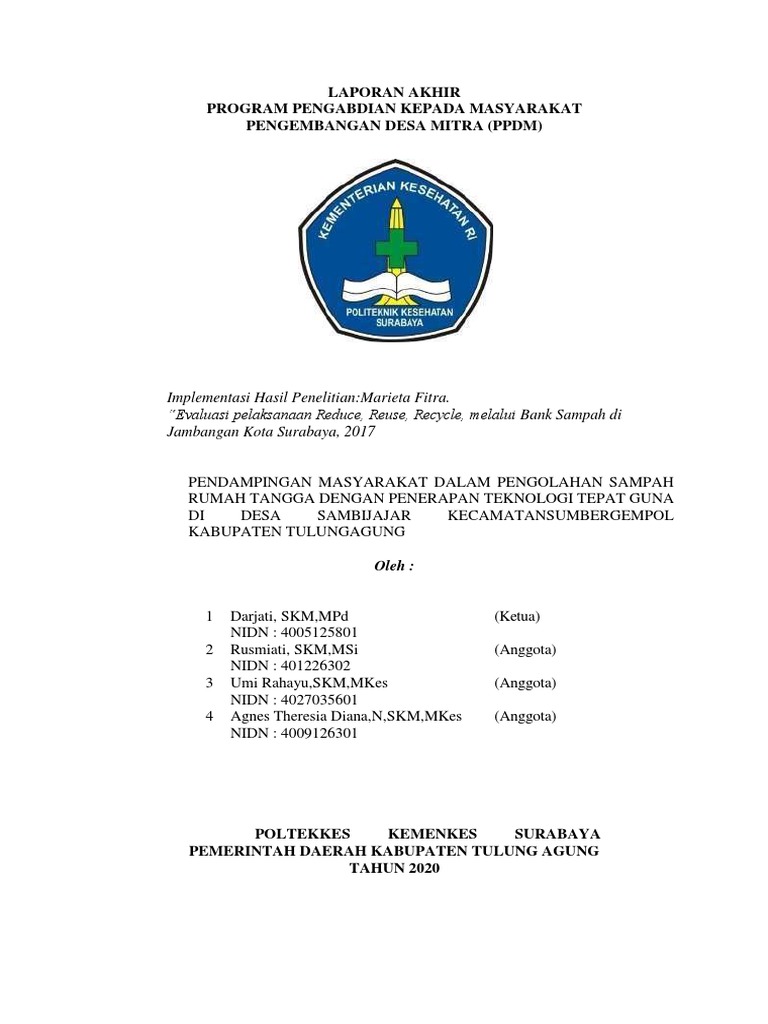 Pendampingan Masyarakat Dalam Pengolahan Sampah Rumah Tangga Dengan Penerapan | PDF