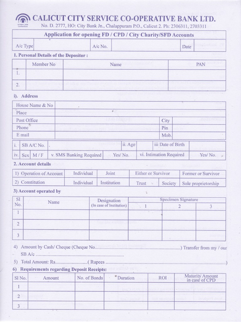 FD, CPD Application Form | PDF | Service Industries | Banking