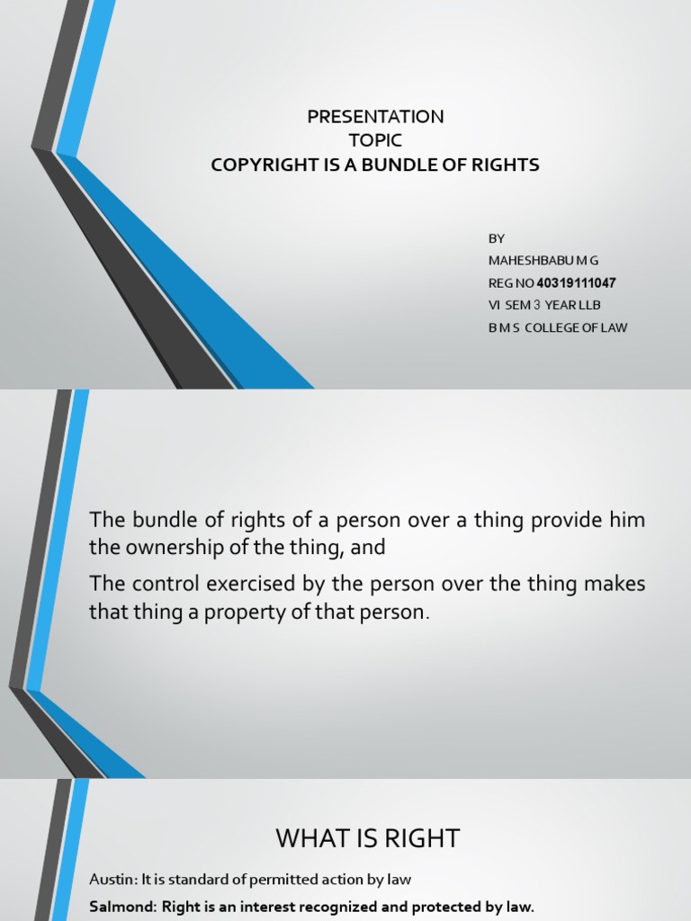 Copyright Is A Bundle of Rights | PDF | Copyright | Trips Agreement