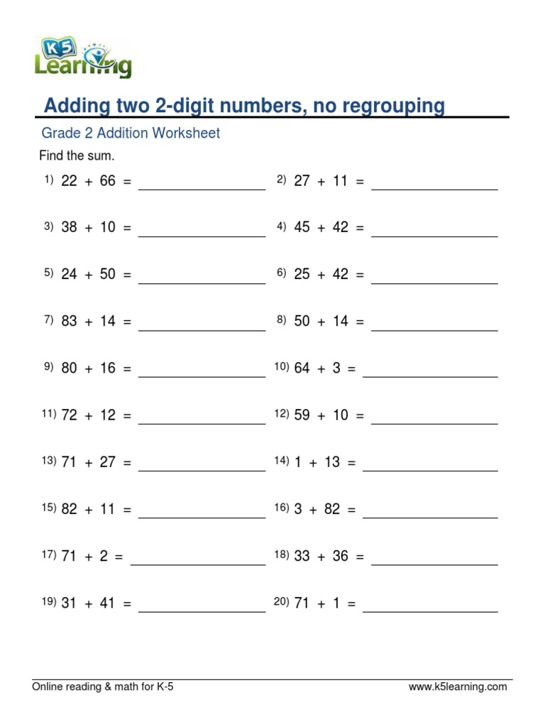 Grade 2 add 2 2 digit numbers no regrouping c PDF