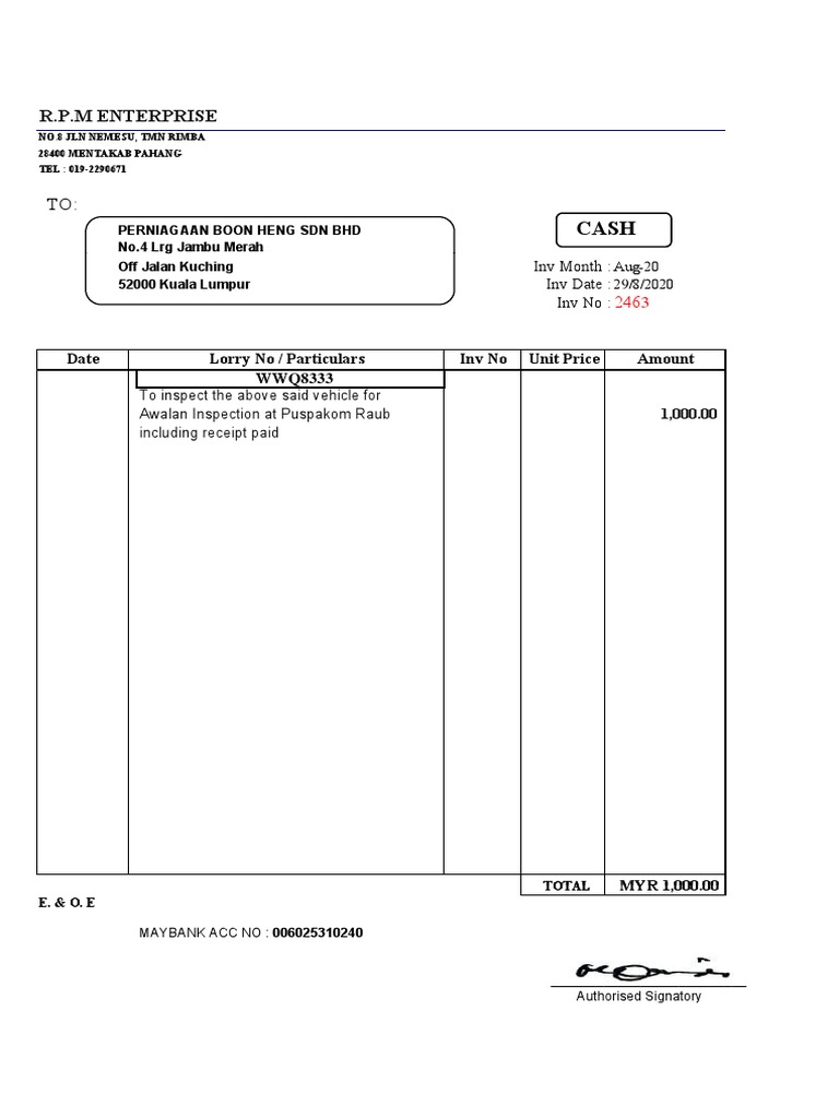 R.P.M Enterprise R.P.M Enterprise: Date Lorry No / Particulars Inv No Unit Price Amount WWQ8333 ...