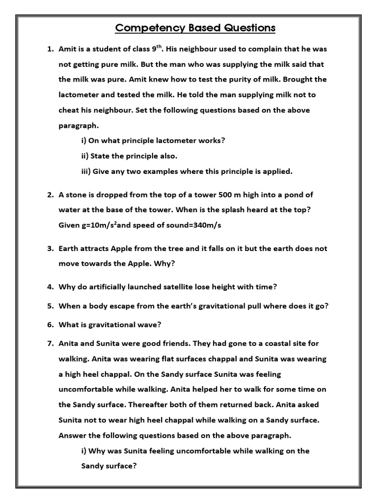 Competency and PISA Based Question | PDF | Buoyancy | Force