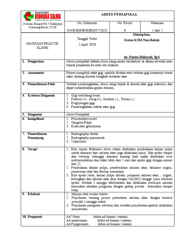 PPK Abses Periapikal | PDF