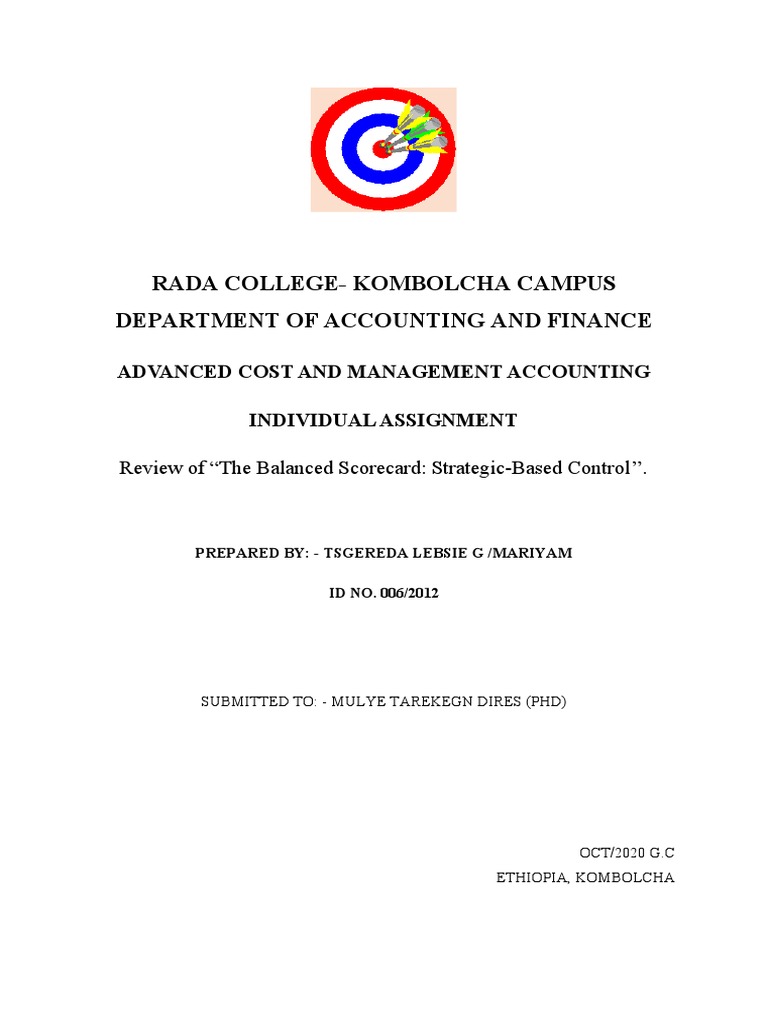 Rada College-Kombolcha Campus Department of Accounting and Finance ...