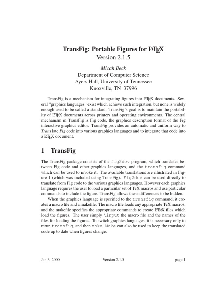 Transfig: Portable Figures For L Tex | PDF | Te X | Computing